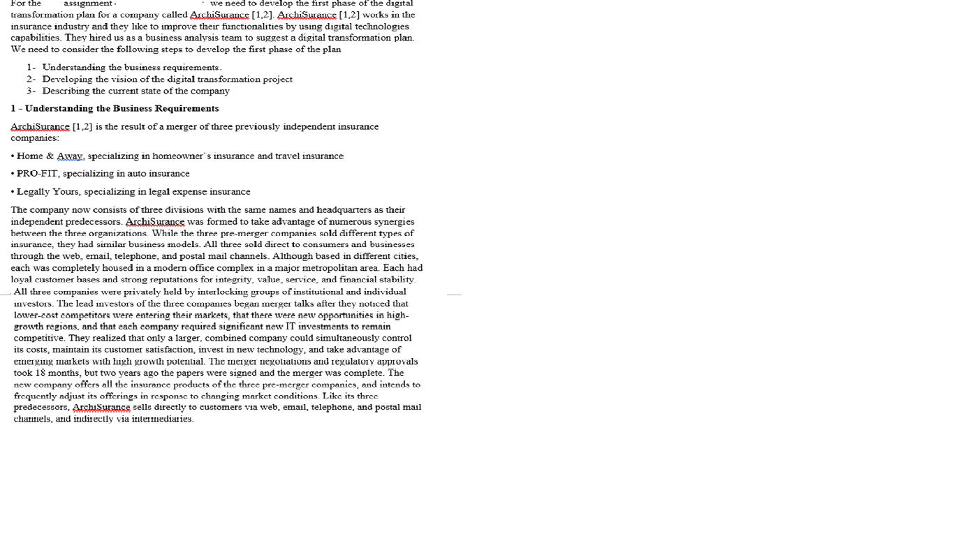 Solved For the assignment : we need to develop the first | Chegg.com