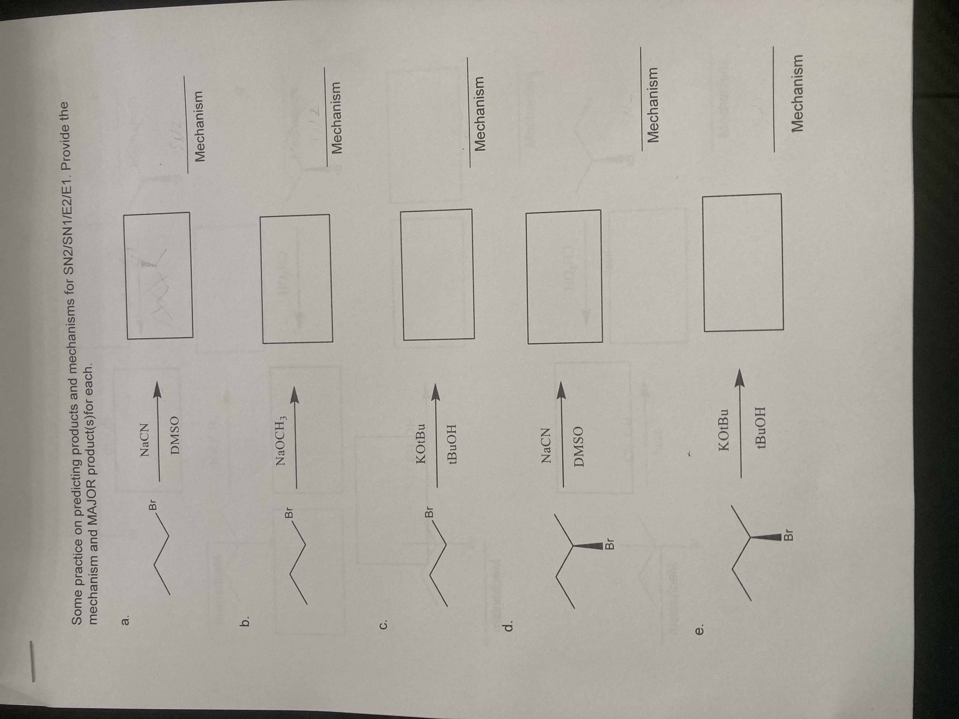 Solved Predict products and mechanisms for SN2/SN1/E2/E1. | Chegg.com