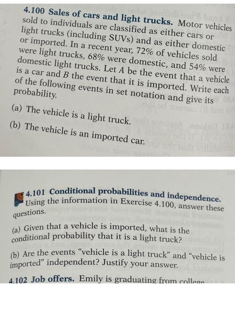 Solved 4.100 Sales of cars and light trucks. Motor vehicles | Chegg.com