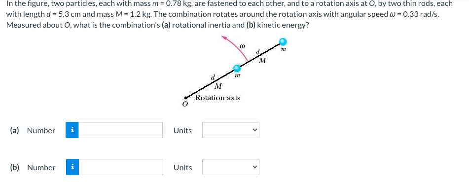 Solved In the figure, two particles, each with mass m=0.78 | Chegg.com