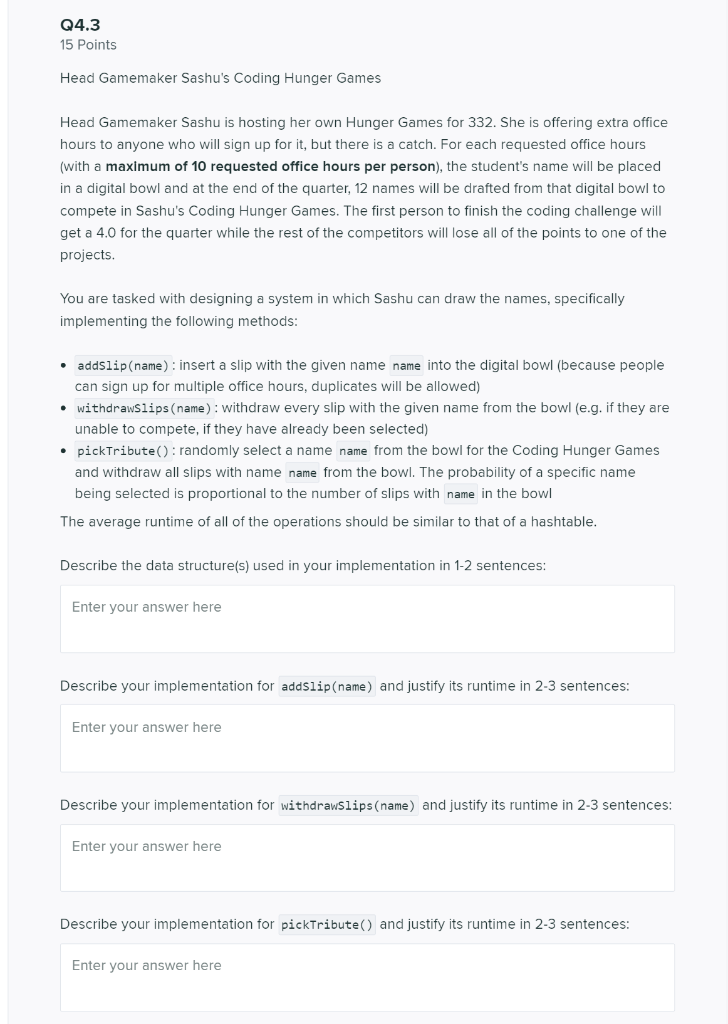 Solved Q4.3 15 Points Head Gamemaker Sashu's Coding Hunger | Chegg.com