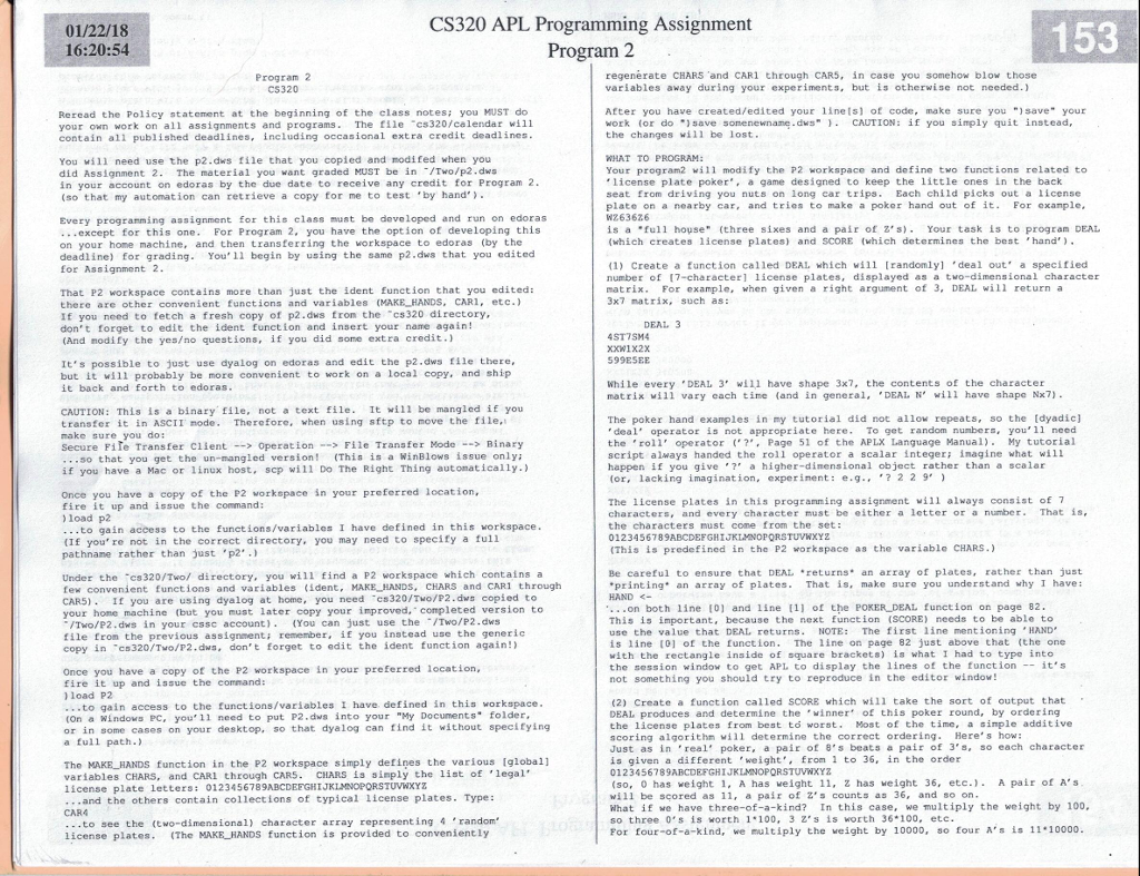 01/22/18 16:20:54 CS320 APL Programming Assignment | Chegg.com