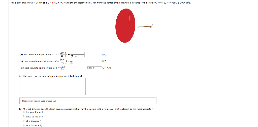 Solved For a disk of radius R = 24 cm and Q = 5 10-6 C, | Chegg.com
