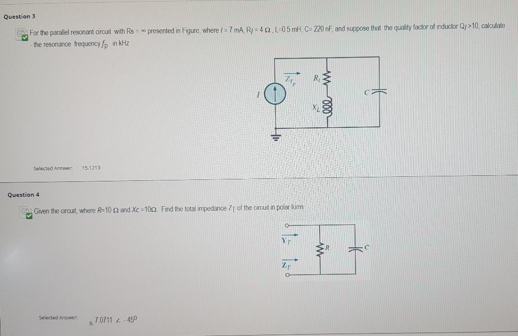 Solved Question 3 For the parallel resonant circuit with Rs | Chegg.com
