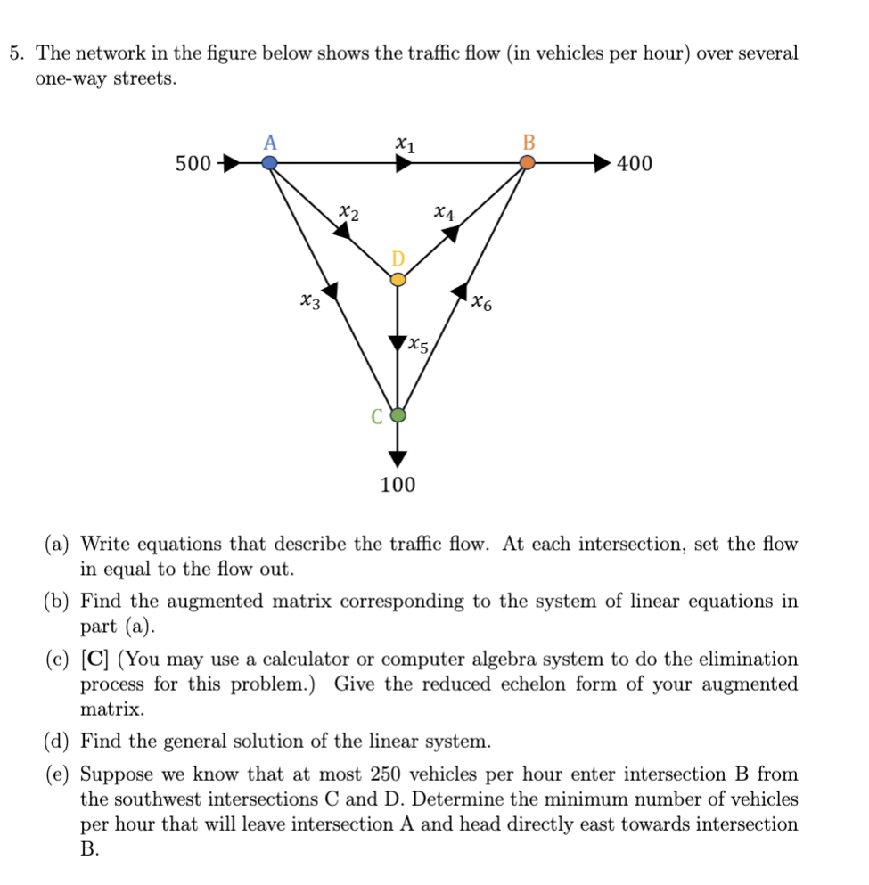 Solved 5. The network in the figure below shows the traffic | Chegg.com