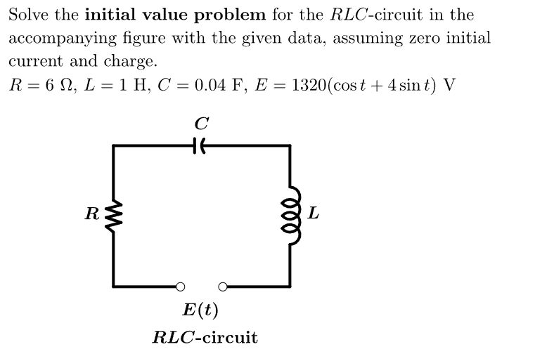 Solved Solve the initial value problem for the RLC-circuit | Chegg.com