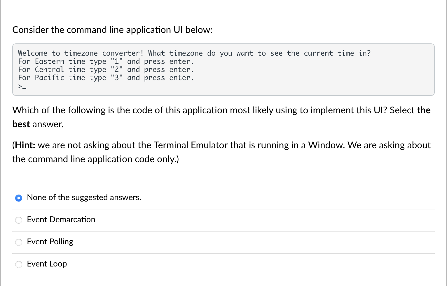 Solved Consider the command line application UI below: | Chegg.com