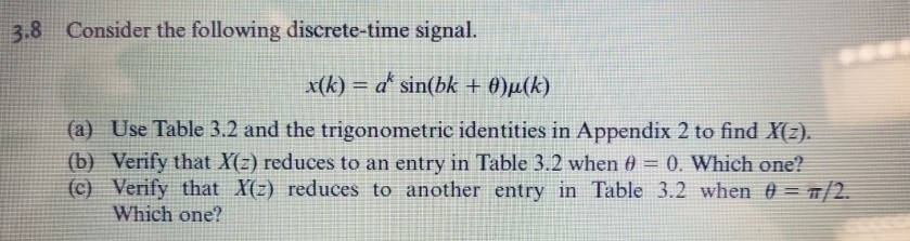 Solved 3.8 Consider the following discrete-time signal (a) | Chegg.com