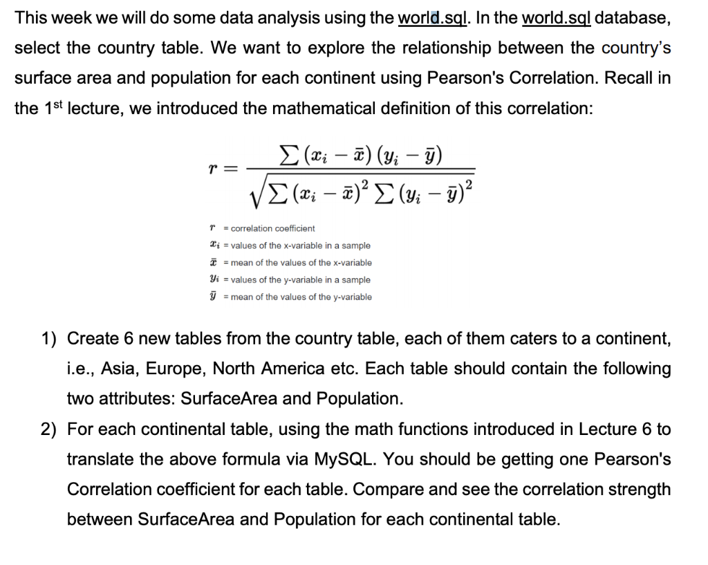 Solved This week we will do some data analysis using the | Chegg.com