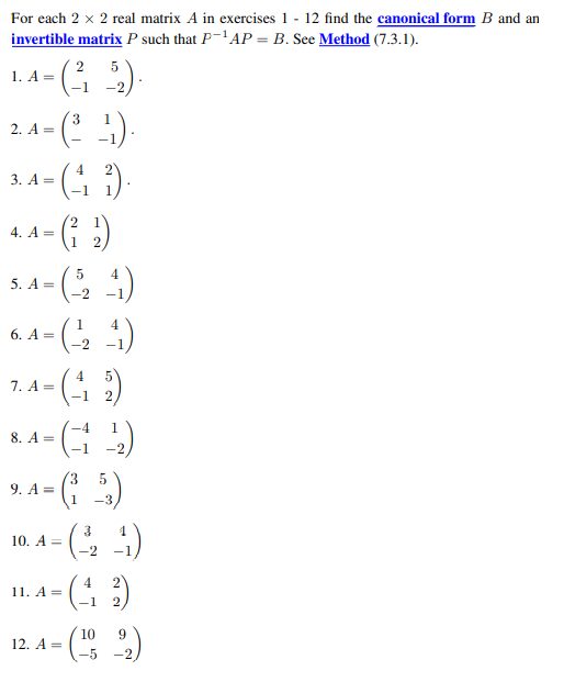 Solved For each 2 x 2 real matrix A in exercises 1 - 12 find | Chegg.com