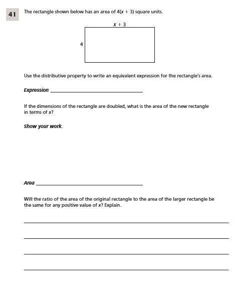 Solved The rectangle shown below has an area of 4(k + 3) | Chegg.com