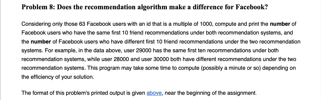 Solved Problem 8: Does the recommendation algorithm make a | Chegg.com