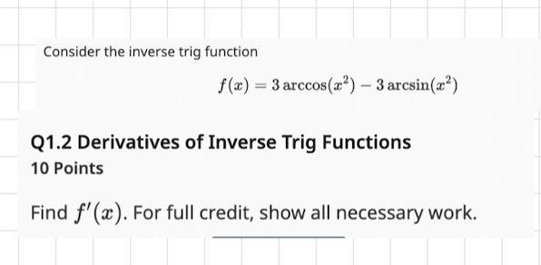 Solved Consider the inverse trig function | Chegg.com