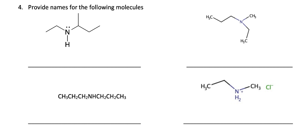 Solved 4. Provide names for the following molecules HC CHE | Chegg.com