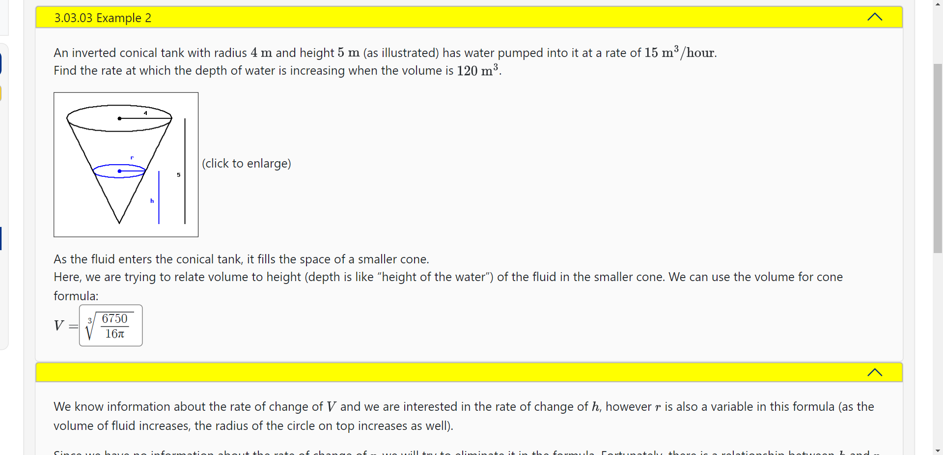 Solved An inverted conical tank with radius 4 m and height 5 | Chegg.com