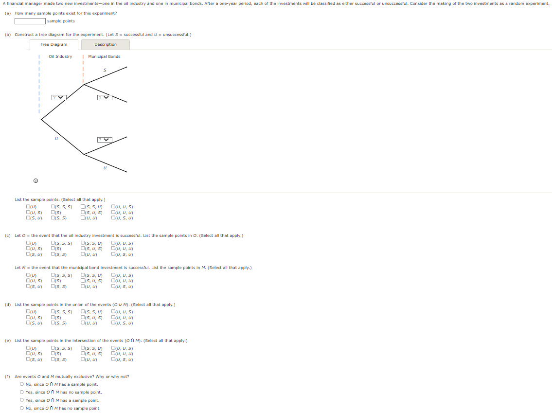 Solved A How Many Sample Points Exist For This Experiment 