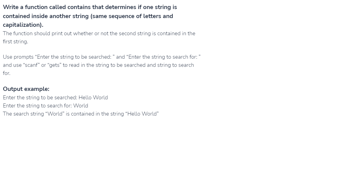 Solved Write a function called contains that determines if | Chegg.com