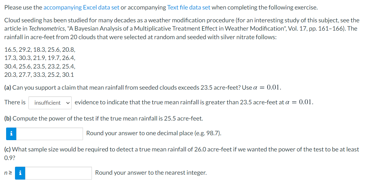 Solved Please use the accompanying Excel data set or | Chegg.com