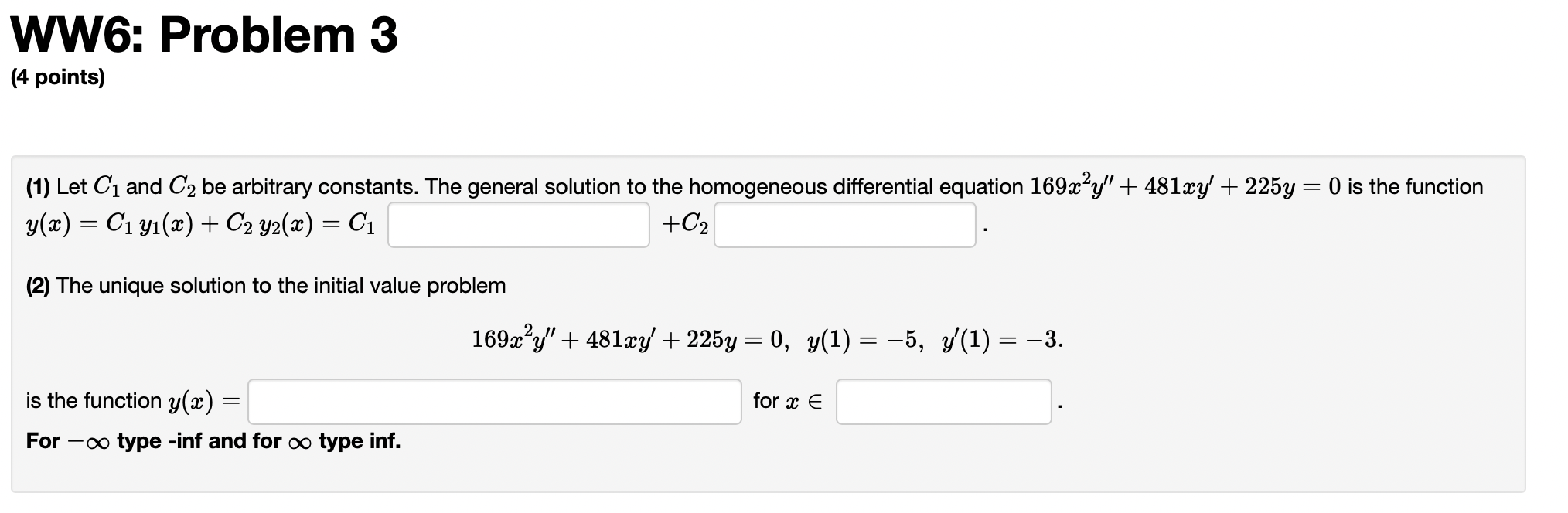 Solved (1) Let C1 and C2 be arbitrary constants. The general | Chegg.com