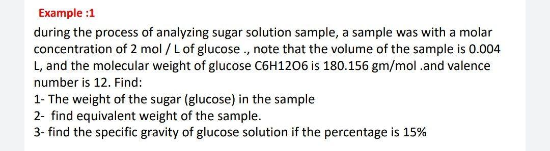 Solved Example :1 during the process of analyzing sugar | Chegg.com