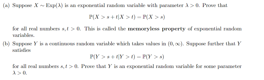 Solved (a) Suppose X ~ Exp() is an exponential random | Chegg.com