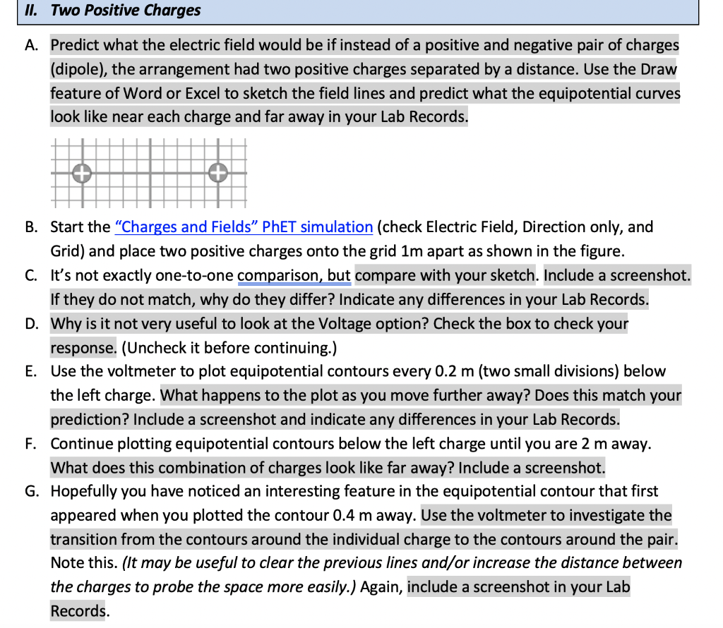 II. Two Positive Charges A. Predict what the electric | Chegg.com