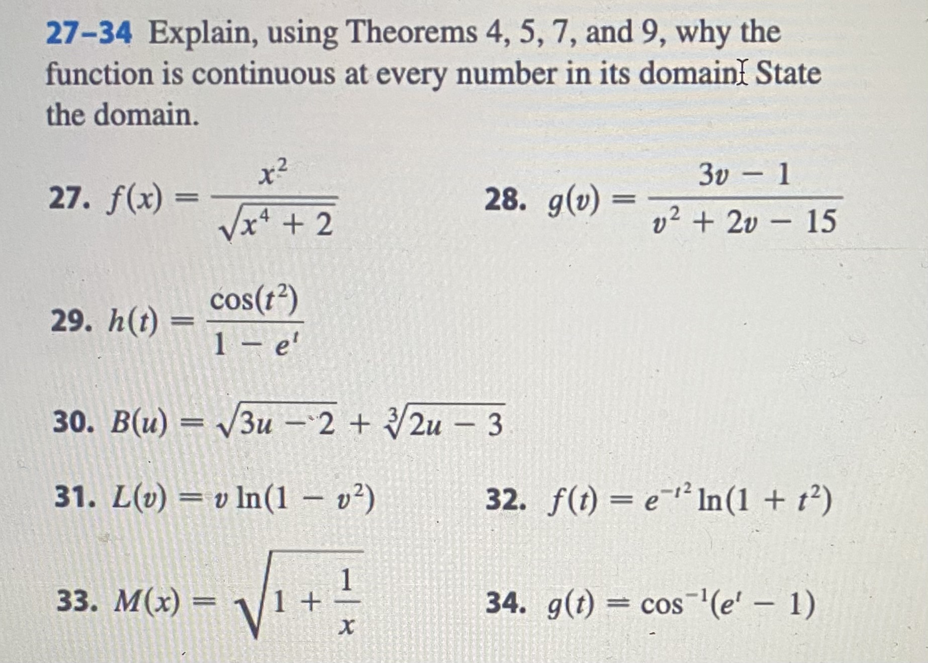 Solved 27-34 Explain, using Theorems 4, 5, 7, and 9, why the | Chegg.com