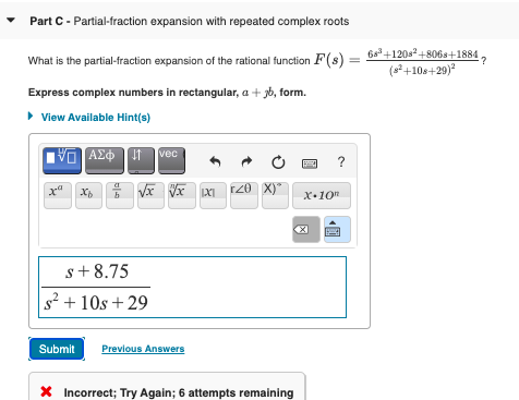 Solved Part C - Partial-fraction expansion with repeated | Chegg.com