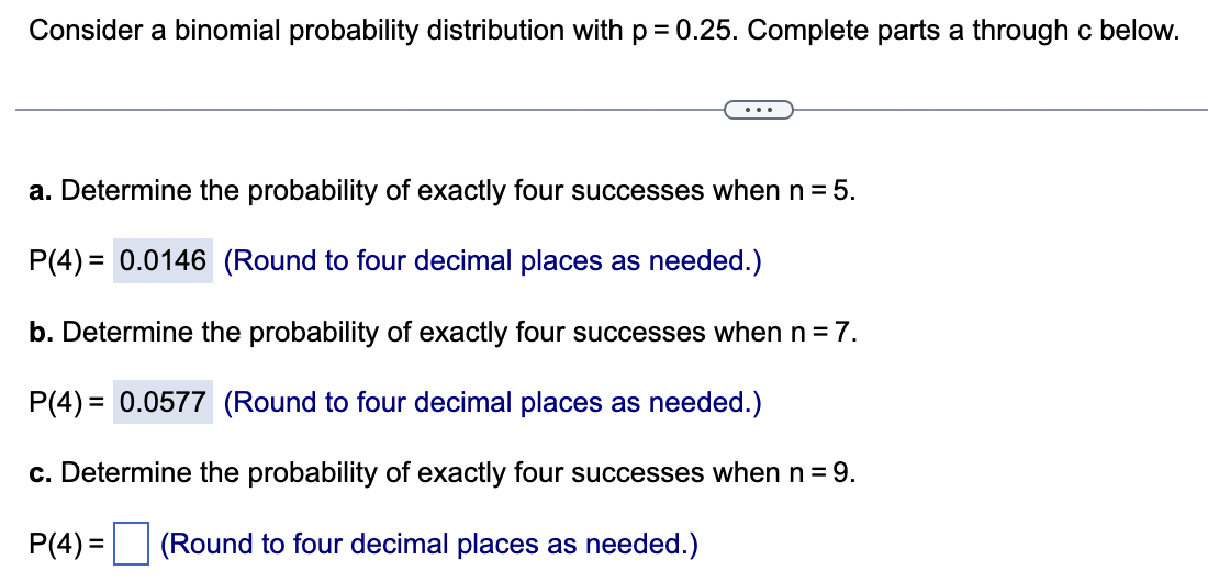 Solved Consider a binomial probability distribution with | Chegg.com