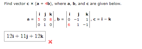 Solved Find vector cx (a + 4b), where a, b, and c are given | Chegg.com