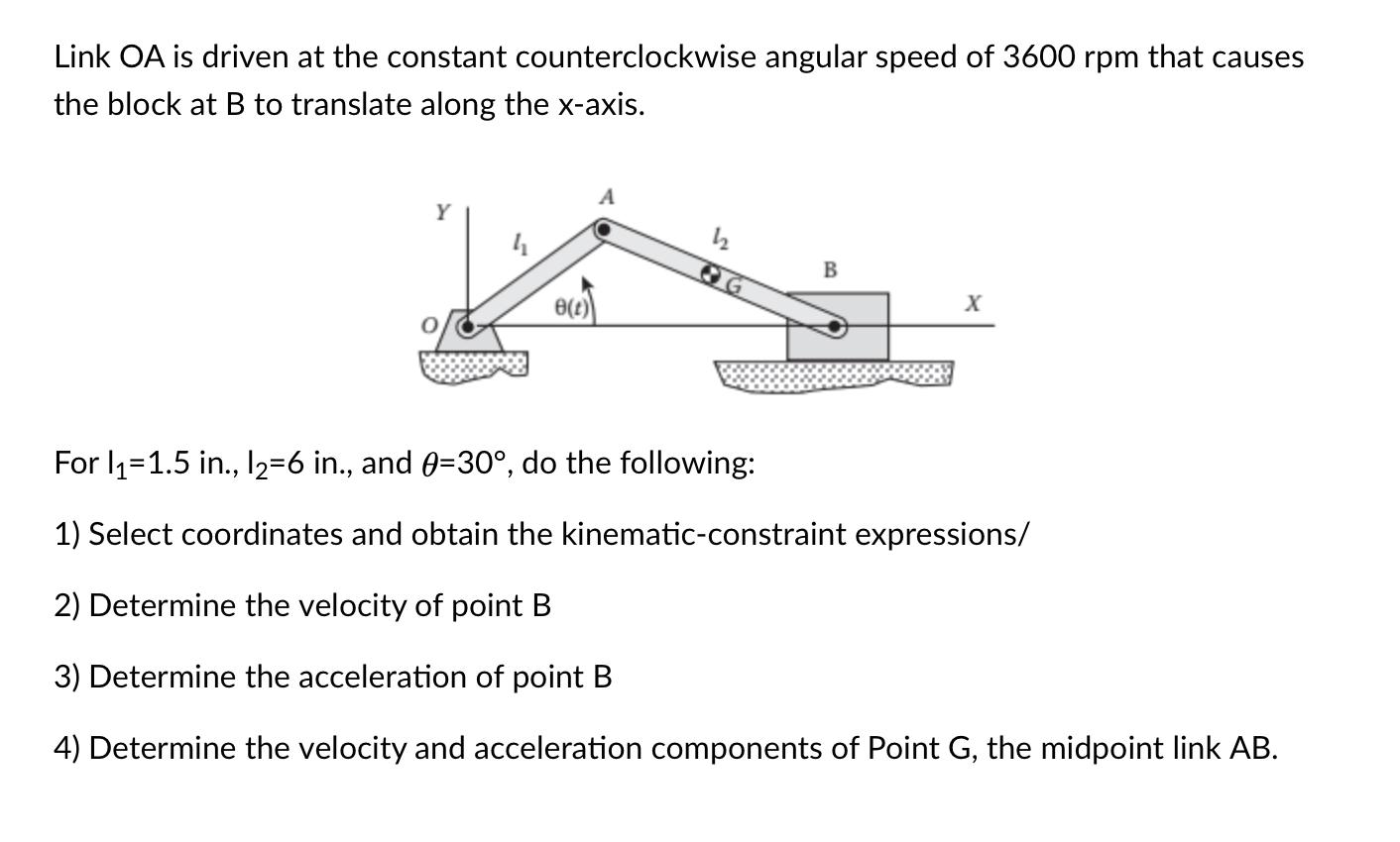 Solved Link OA is driven at the constant counterclockwise | Chegg.com
