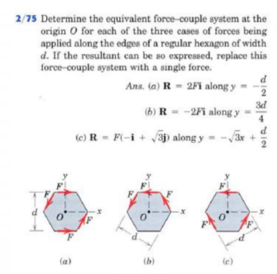 Solved 2/75 Determine the equivalent force-couple system at | Chegg.com