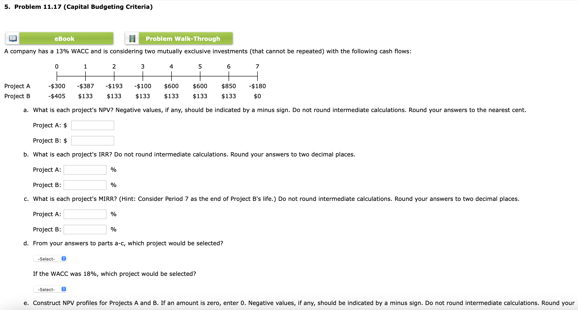 Solved 5. Problem 11.17 (Capital Budgeting Criteria) A | Chegg.com