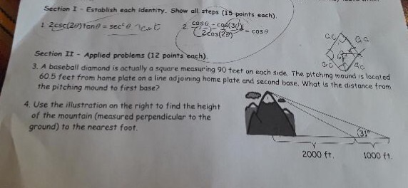 Solved Section I -Establish each identity. Show all steps | Chegg.com