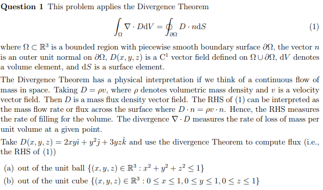 Solved Question 1 ﻿This problem applies the Divergence | Chegg.com