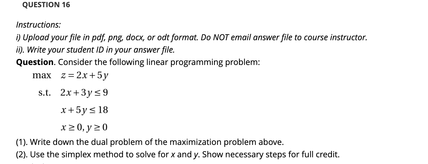 Solved Instructions: i) Upload your file in pdf, png, docx, | Chegg.com