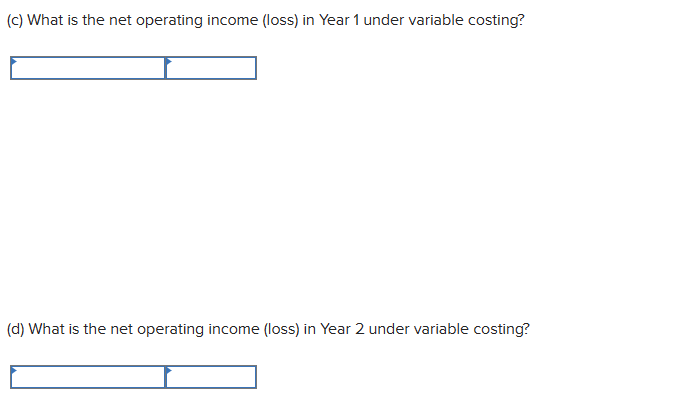 (c) What is the net operating income (loss) in Year 1 | Chegg.com