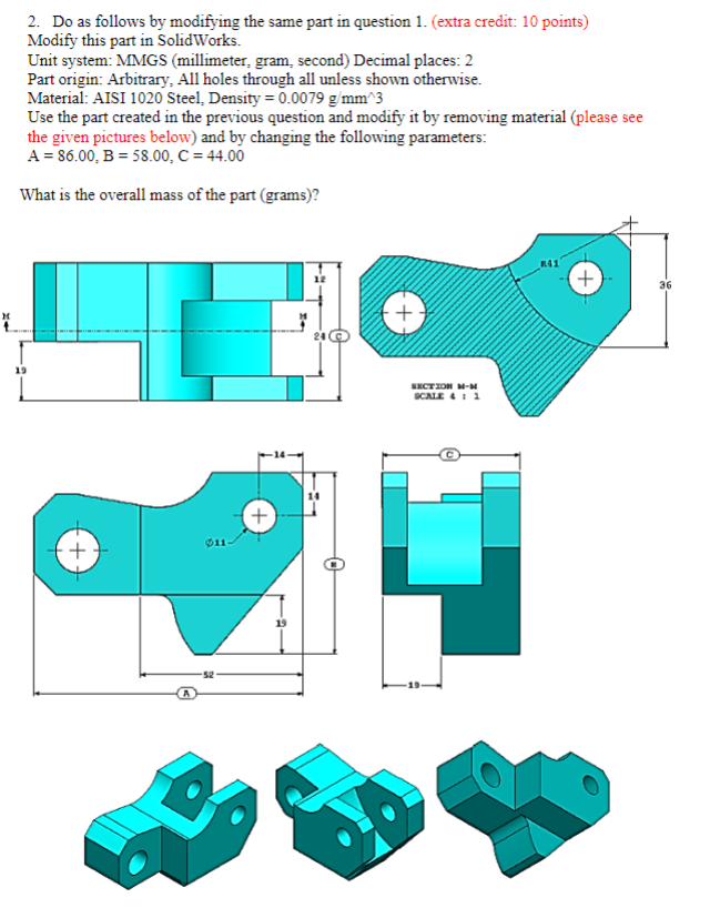 Solved 1. Use the solid works part done in homework=1 and | Chegg.com