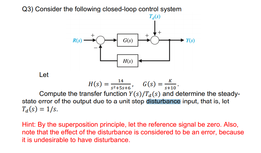 Solved Q3) Consider the following closed-loop control system | Chegg.com