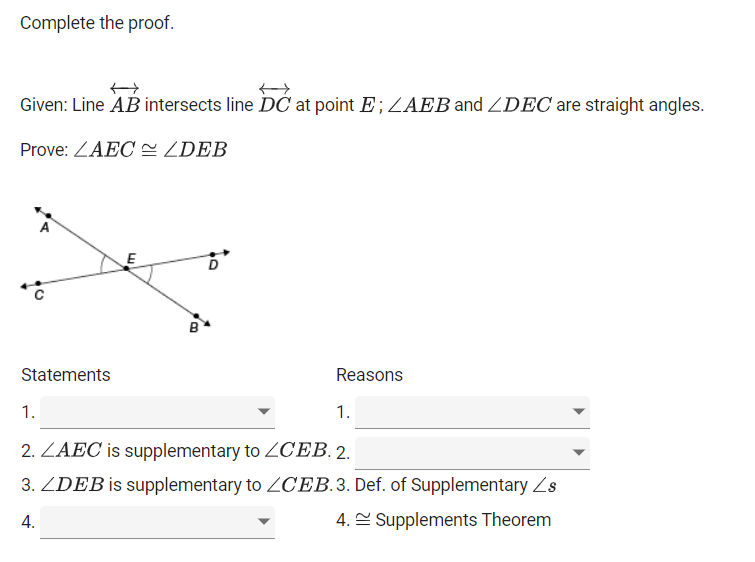 Solved Complete the proof. Given: Line AB^(harr) intersects | Chegg.com