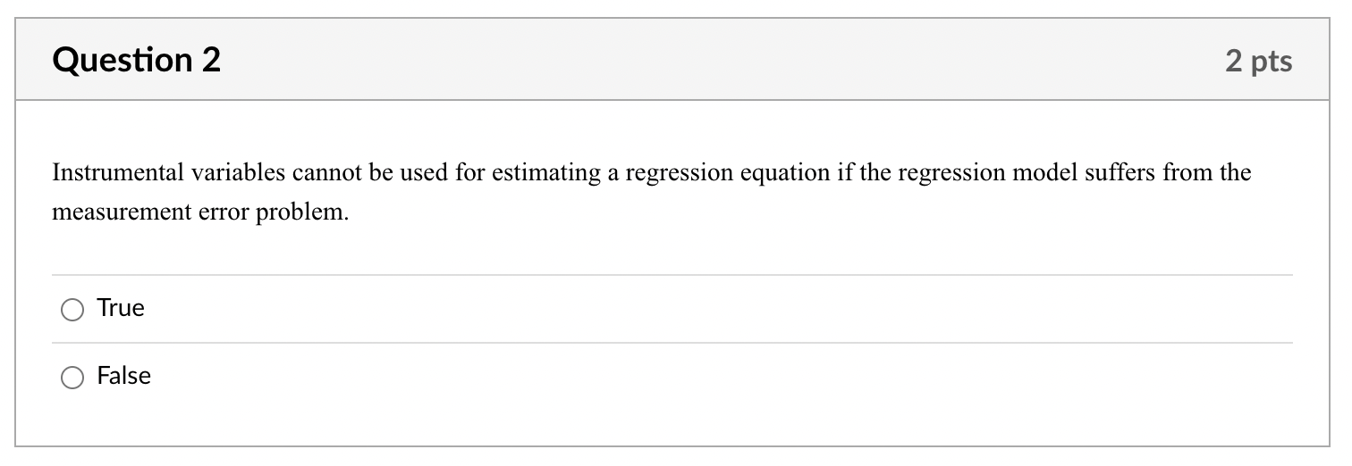 Solved Instrumental variables cannot be used for estimating | Chegg.com