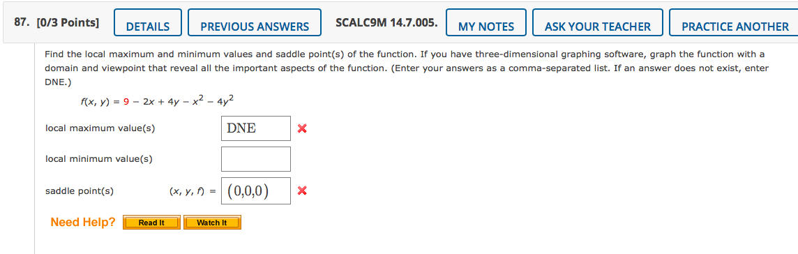 Solved 0/3 Points] SCALC9M 14.7.005. Find the local maximum | Chegg.com