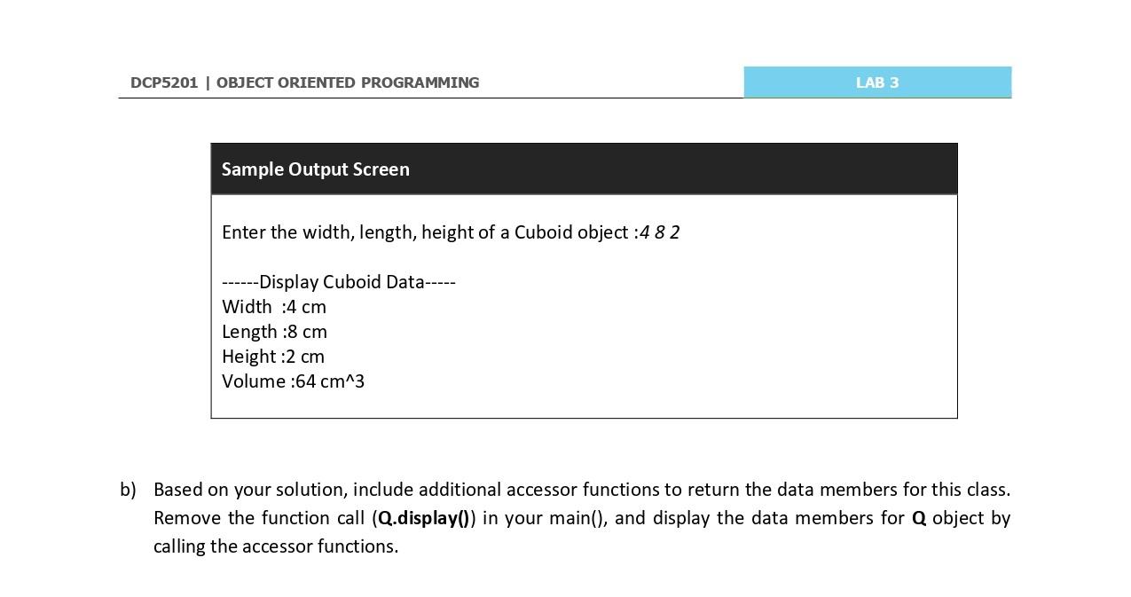 Solved Question 2 Scenario: Finding the Volume of a Cuboid A | Chegg.com