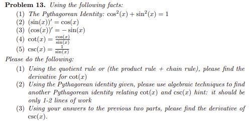 Solved Problem 13. Using the following facts: (1) The | Chegg.com