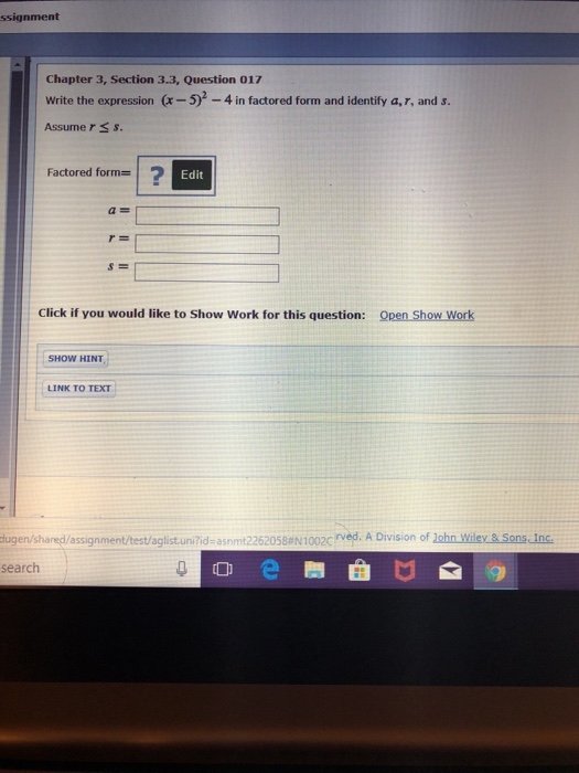 Solved ssignment Chapter 3, Section 3.3, Question 017 Write | Chegg.com