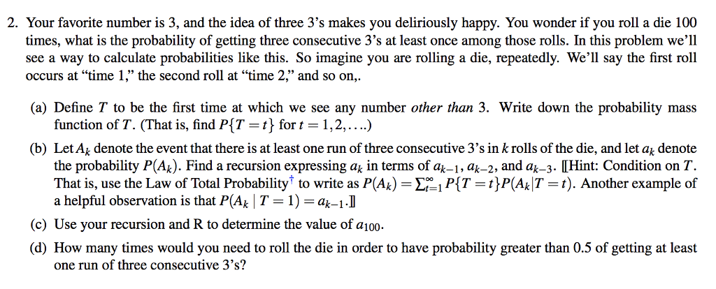2. Your favorite number is 3, and the idea of three | Chegg.com