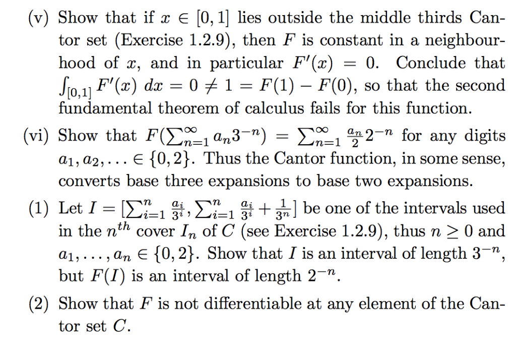 Exercise 1647 Cantor Function Define The 