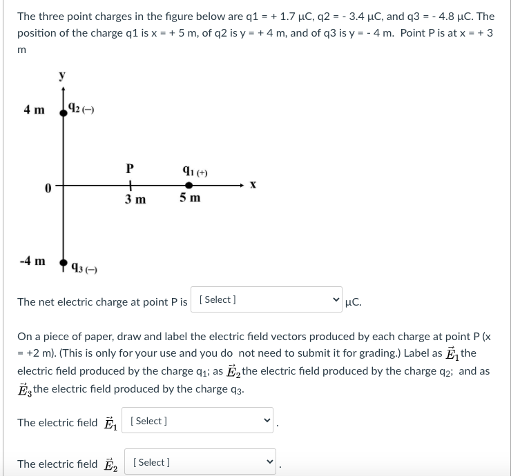 Solved The three point charges in the figure below are q1 = | Chegg.com