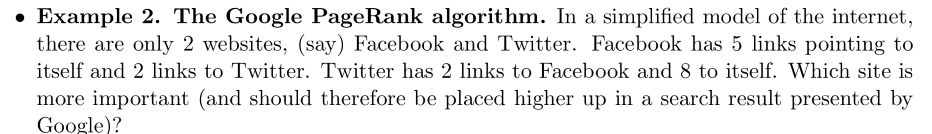 Example 2. The Google PageRank algorithm. In a | Chegg.com