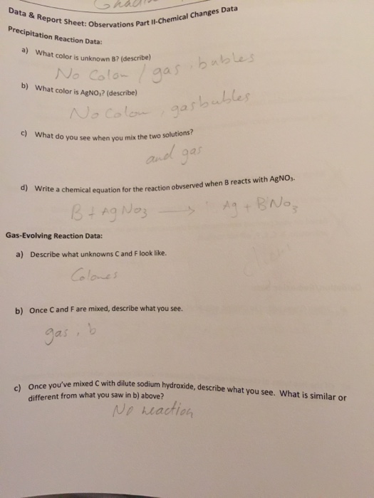 Data& Report Sheet: Observations Unknown Smell Test | Chegg.com